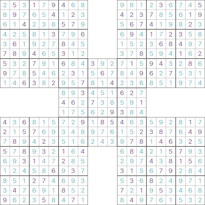 Daily Samurai Sudoku Puzzle For Friday 7th June 2024 Hard 